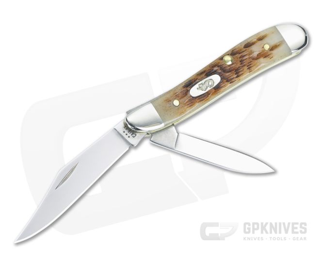 Case Peanut Amber Bone Two-Blade Stainless