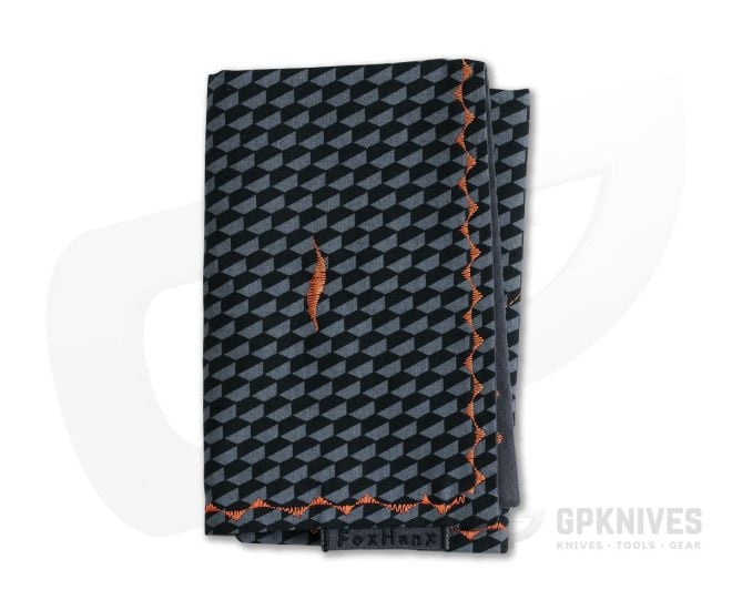 Fox Hanx Axis Cotton Black and Gray Hexagon Handmade Handkerchief For Sale