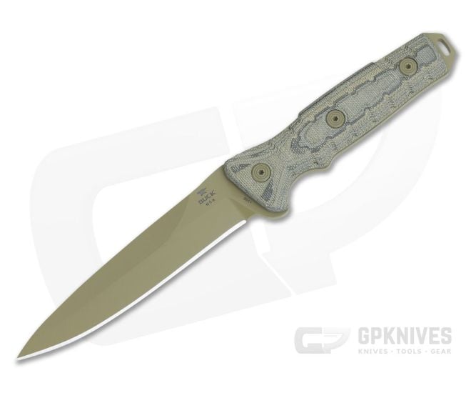 Buck GCK Spear Point 0891BRS1 Coyote Tan Cerakote 5160 Micarta Combat ...