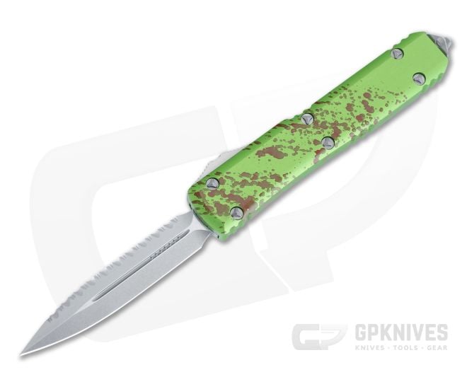 Microtech Ultratech Zombie Green Full Serrate Double Edge Auto 122-12Z