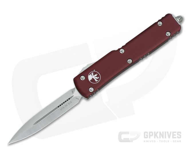 Microtech UTX-70 D/E Satin M390 Double Edge Merlot OTF Automatic Knife For Sale