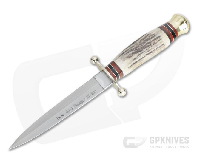 Linder Knives Solingen Dagger Stag Handle Fixed Blade Knife For Sale