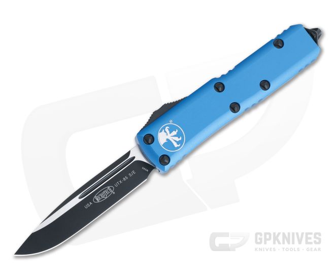 Microtech Out The Front Auto UTX-85 With Blue Aluminum Handles And ...