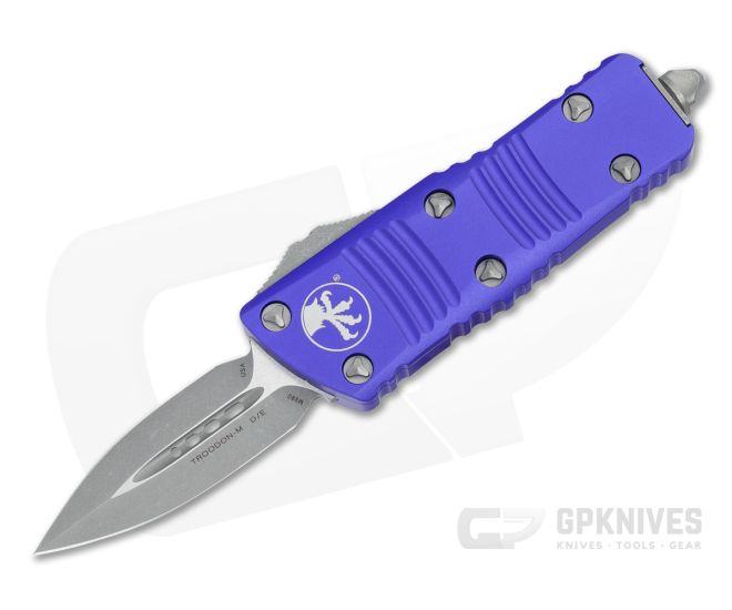 Microtech Mini Troodon D/E Apocalyptic M390 Double Edge Purple OTF ...