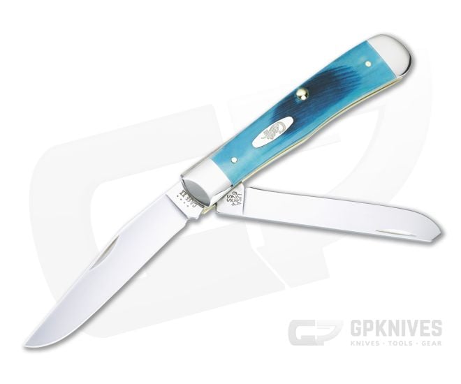 Case Trapper Caribbean Blue Sawcut Jig Bone Slip Joint Folding Knife ...