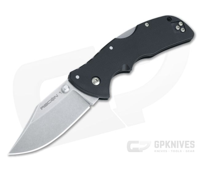 Cold Steel Mini Recon 1 Clip Point Stonewashed AUS-10A Black GRN Tri-Ad ...