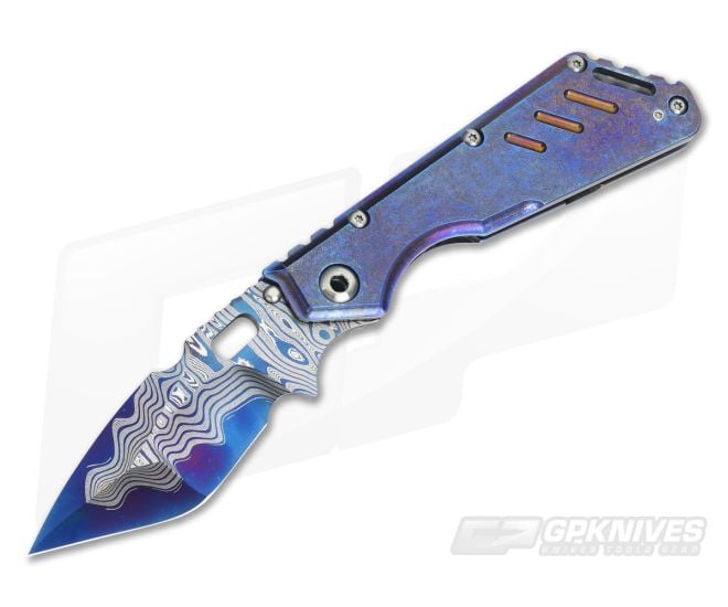 Mick Strider Custom XL San Mai Damascus Nightmare Grind Blade Frame ...