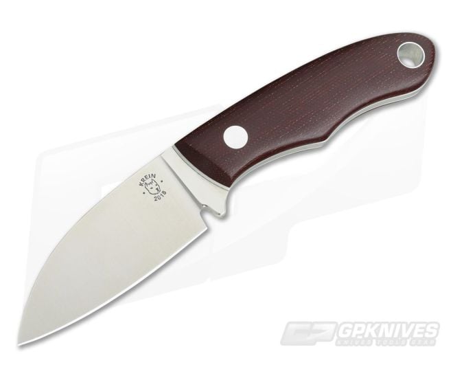 Tom Krein Custom Micro Chef Burgundy Micarta Satin D2 EDC Fixed Blade ...