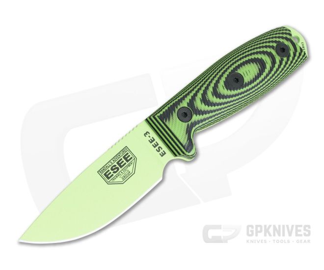 ESEE 3 3PMVG-007 Venom Green Blade 3D Neon Green/Black G10 Handles ...
