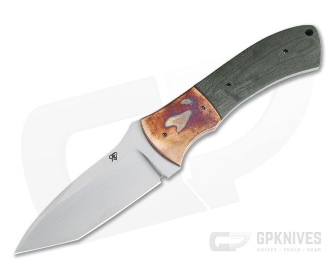 Aaron Frederick Custom Fixed Blade Tanto Copper Bolster Green Micarta ...