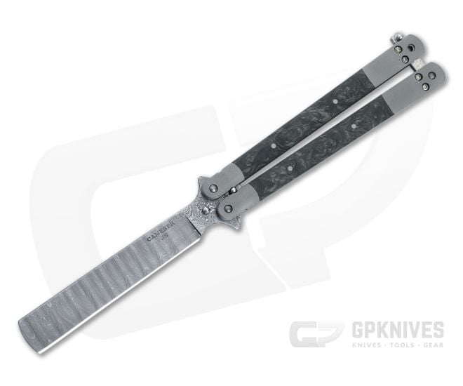 Craig Camerer Custom Balisong Razor Damascus Dark Matter Knife 5002