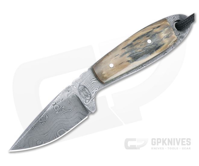 Bill Miller Custom Small Neck Knife Damascus and Mammoth Ivory
