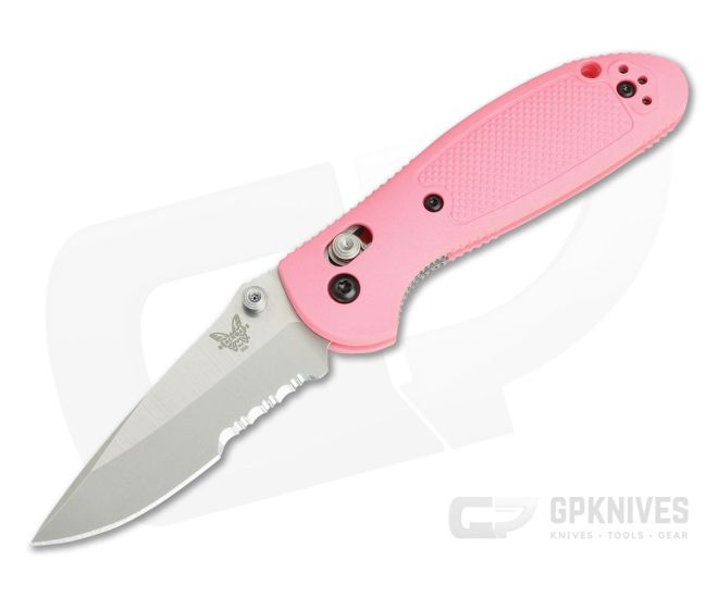 Benchmade 556S-PNK-S30V Mini Griptilian Pink Drop Point Satin Serrated