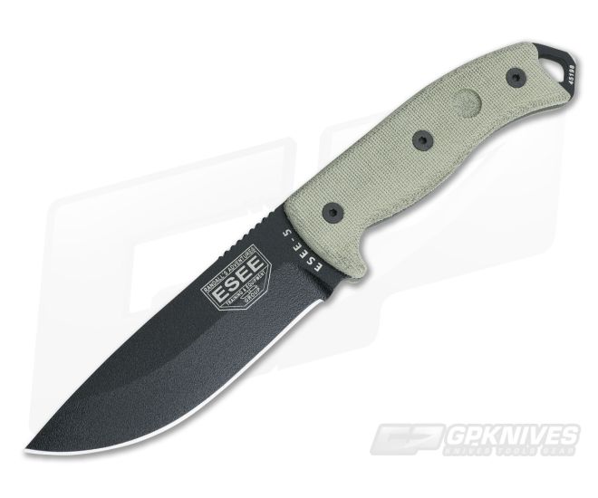 ESEE 5P Black SERE Survival Knife with Black Kydex Sheath Fixed Blade for sale