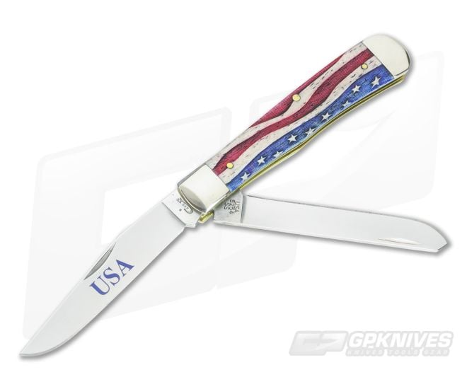 Case Trapper Star Spangled Natural Bone Handle 64132 for Sale