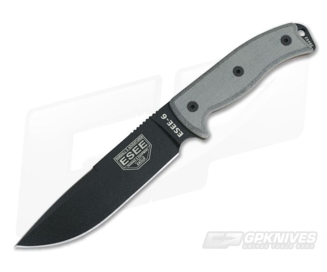 ESEE 6P Plain Sharpened Top Edge CP-B Micarta 1095 Fixed Knife for Sale