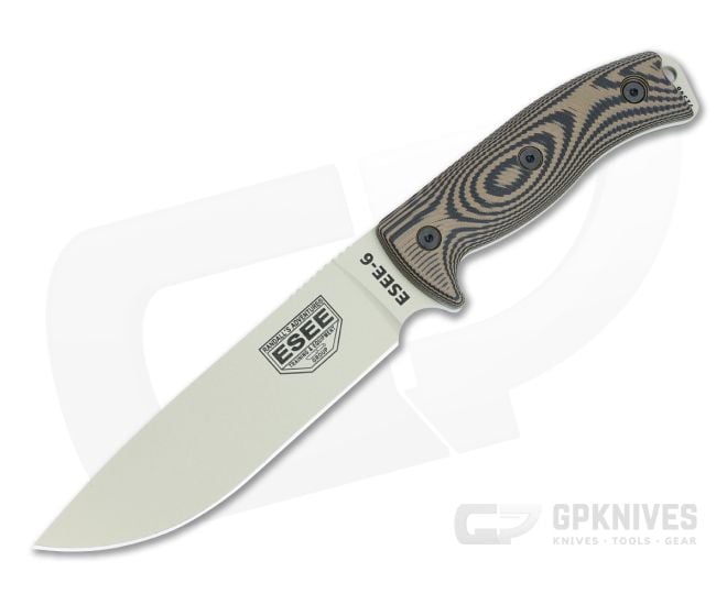 ESEE Knives Model 6 with 3D Machined Coyote/Black G10 and Desert Tan ...