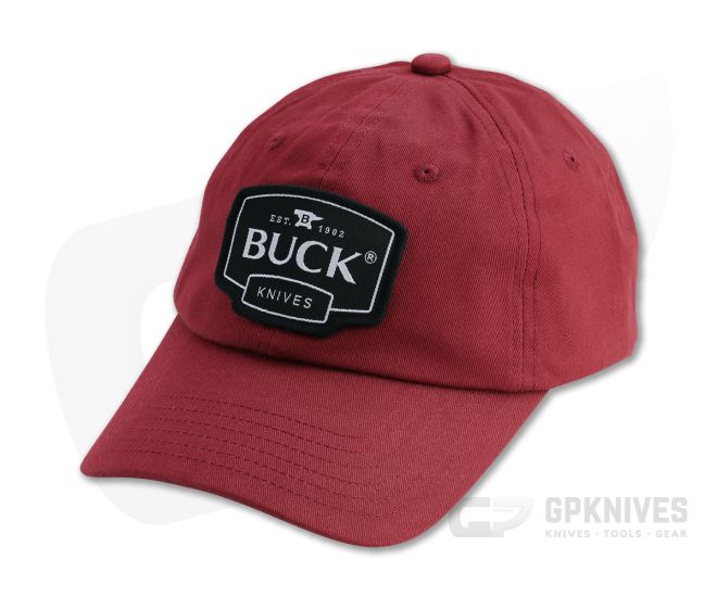 Buck Knives Logo Patch Cardinal Red 89165 Adult Hat For Sale