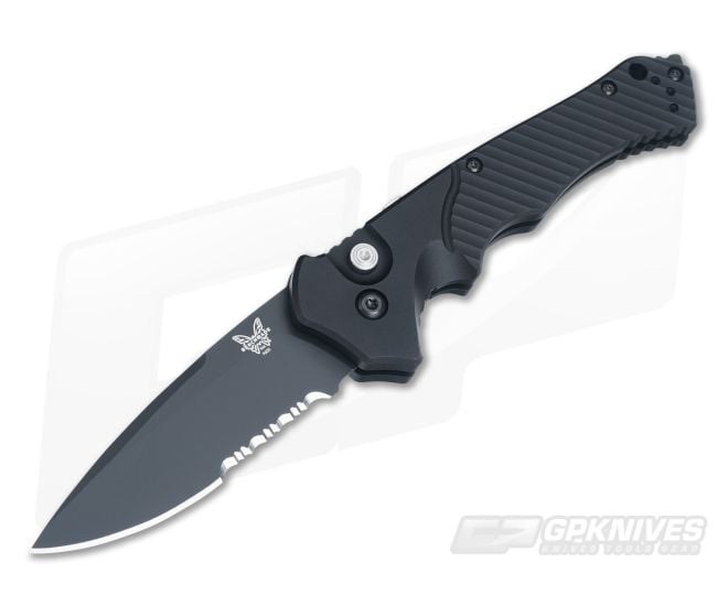 Benchmade Rukus II Automatic 9600SBK Black Push-Button 3.4" Serrated Blade