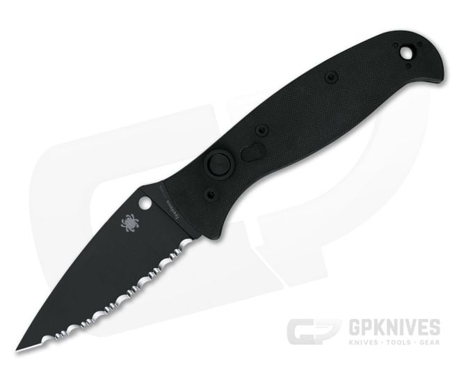 Spyderco Autonomy 2 Black DLC Fully Serrated LC200N Black G10 Automatic ...