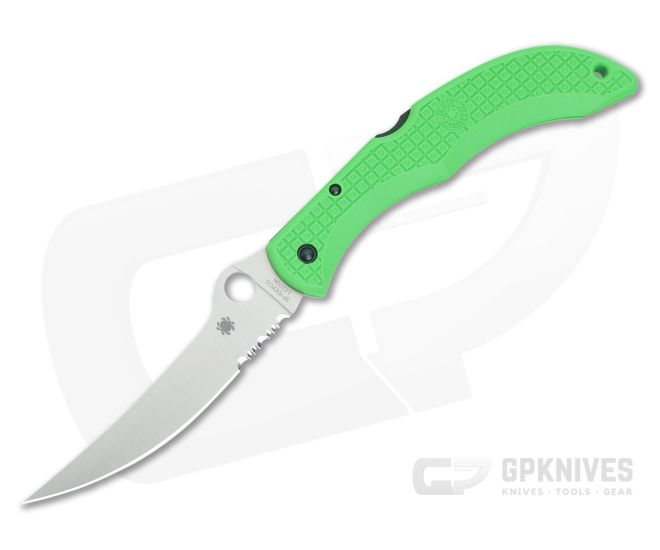Spyderco Catcherman Bright Green Part Serrated C17PSGR