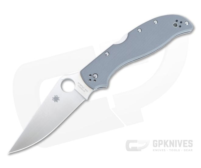 Spyderco Stretch 2 XL Plain Edge CruWear Grey G10 Folding Knife For Sale