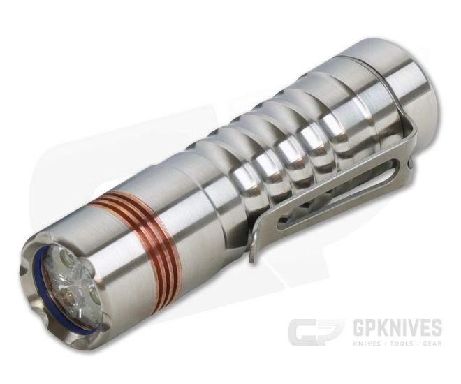 Prometheus Lights Delta Raw Satin Titanium Grooves with Titanium Button ...