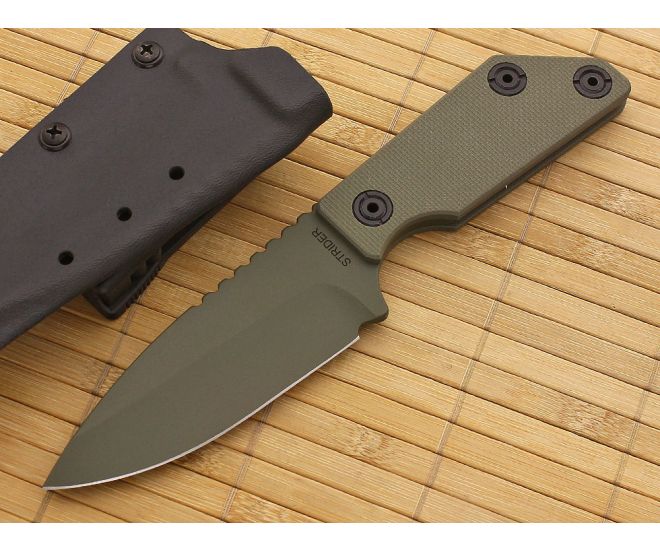 Strider EB-AC Fixed Knife Spear Point Green G10 Cerakote
