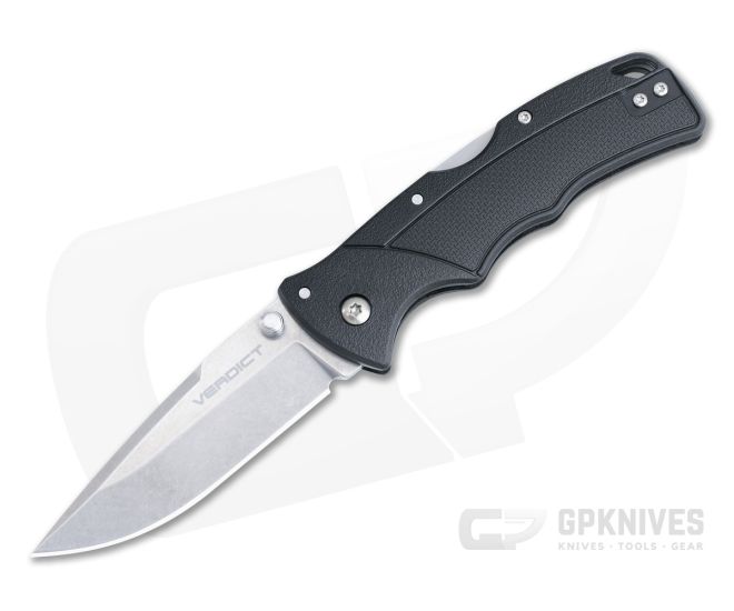 Cold Steel Verdict Spear Point Stonewashed 4116SS Black GFN Tri-Ad Lock ...