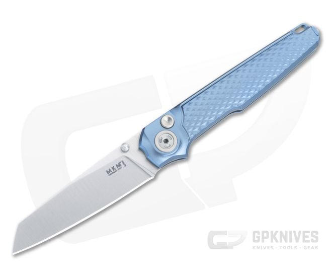 MKM Knives Miura Button Lock Blue Integral Titanium and Satin M390 ...