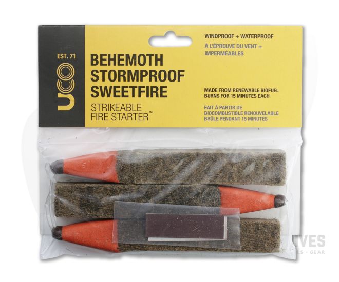 UCO Gear Behemoth Stormproof Sweetfire Strikeable Fire Starter - 3 Pack ...
