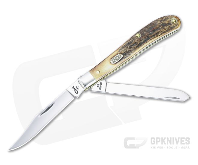 Case 1998 Slim Line Trapper with Stag Handles and Tru-Sharp Blades Pre ...
