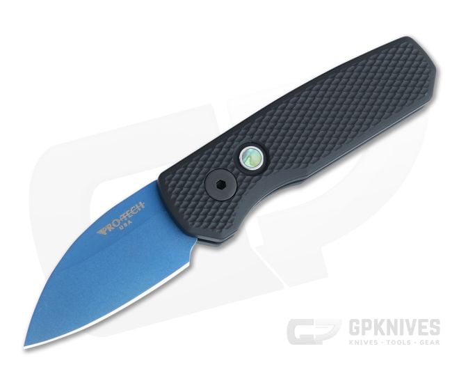 Protech Runt 5 Stonewashed Sapphire Blue MagnaCut Wharncliffe Textured ...