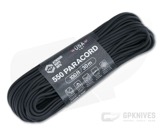Atwood Rope 550 Paracord Black 100 Feet