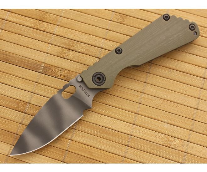 Strider SnG-CC Green G10 Spear Spoint TigerStriped CPM-S30V Flamed Ti