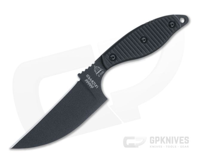 TOPS Knives Unzipper 1095 Black G10 Reverse Edge Pikal Fixed Blade ...