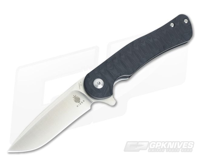 Kizer Cutlery Dukes Black G10 Flipper Satin VG-10 V3466A1