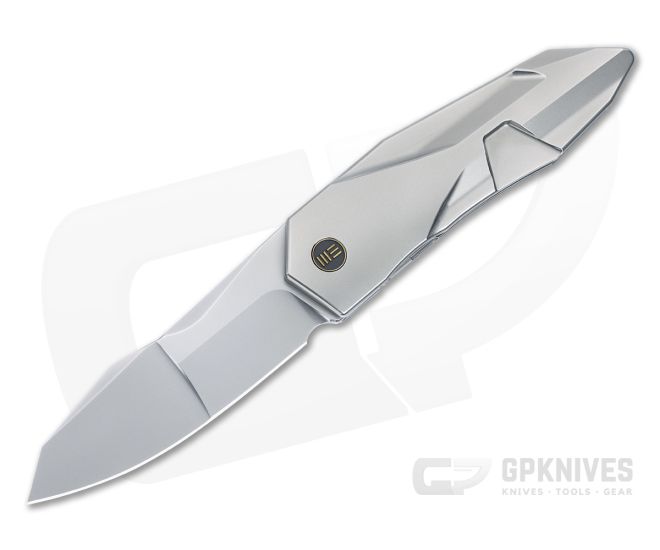 WE Knives SOLID Integral Flipper by GTC Polished Bead Blasted Titanium ...