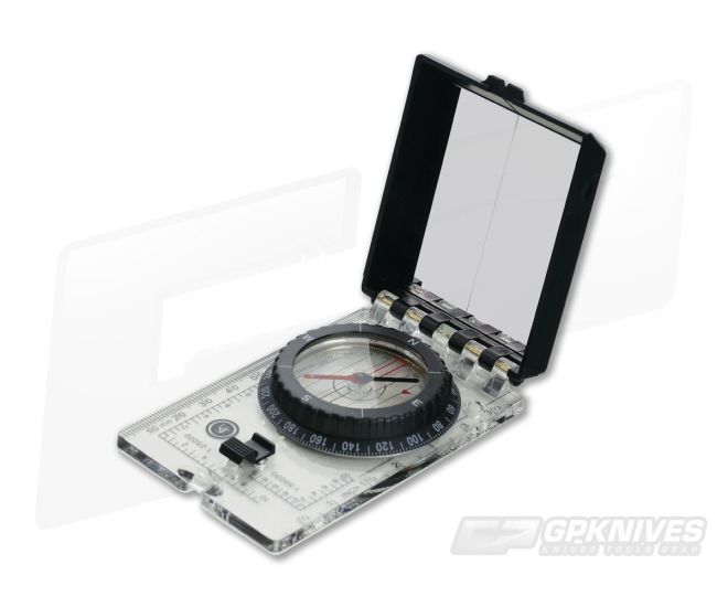 UST Folding Map Compass Black with Clear Baseplate