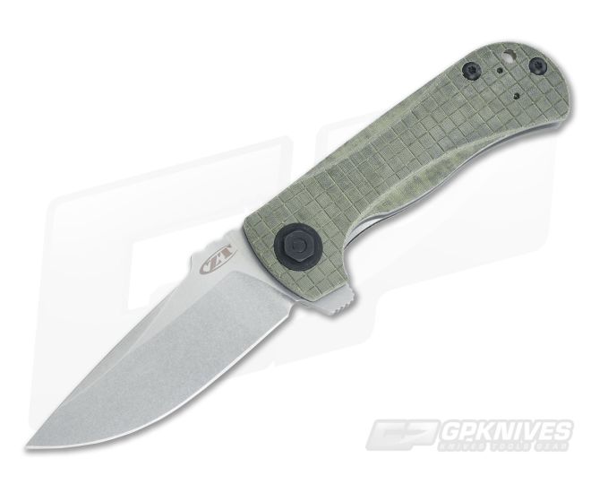 Zero Tolerance 0909 Flipper with Custom Green Micarta Grid Scales