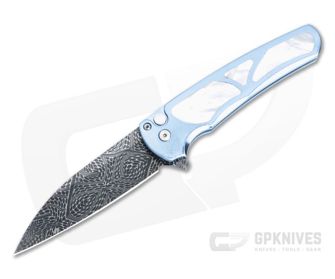 Protech Malibu Custom With Blue Titanium and White Pearl Handle and ...