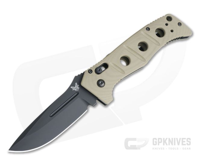 Benchmade 2750BKSN Auto Adamas Tan Black Plain D2 Large Tactical Knife ...
