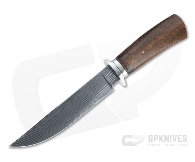 Bill Miller Custom Small Fighter Carbon Damascus Yarran Wood Fixed ...