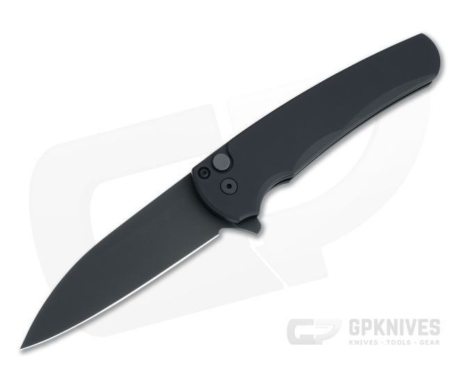 Protech Malibu Wharncliffe Black DLC 20CV Black Button Lock Flipper ...