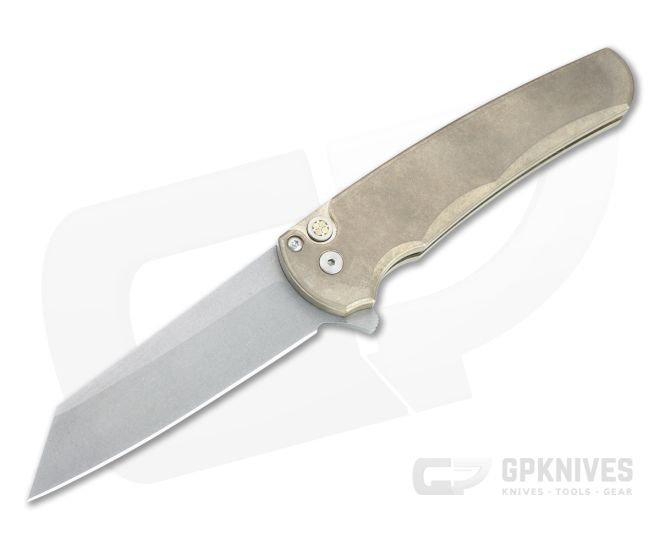 Protech Malibu Reverse Tanto Stonewashed 20CV Aluminum Bronze Button ...