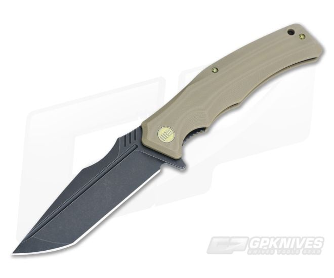 WE Knife Co 709C Thraex Modified Tanto Tan G10 3.9" Black Stonewash D2 ...