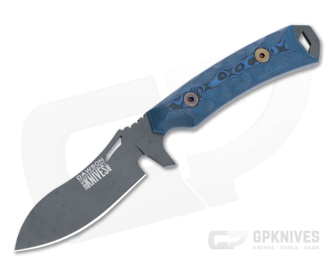 Dawson Knives Harvester Apocalypse Black Magnacut Blue/Black G10