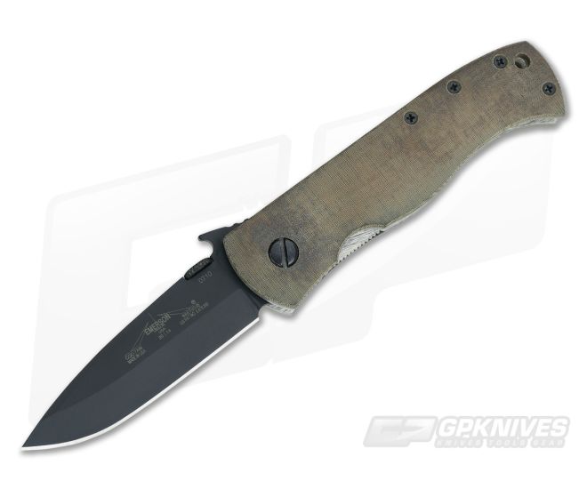 Emerson Knives CQC-7AW Black Spear Blade Custom Green Micarta Scales