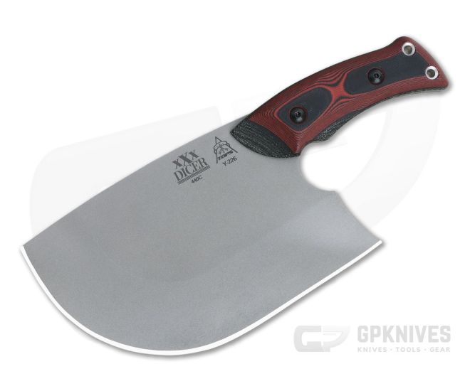 TOPS Knives XXX Dicer Tumbled 440C Red & Black G10 Kitchen Knife For Sale