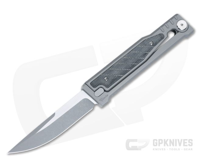 Reate EXO Exoskeleton Design Drop Point CPM 3V Black Micarta Manual OTF ...
